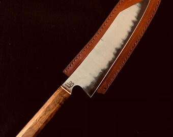 Handmade Japanese Chef Knife With Leather Cover, Gyuto Knife, Kitchen ...
