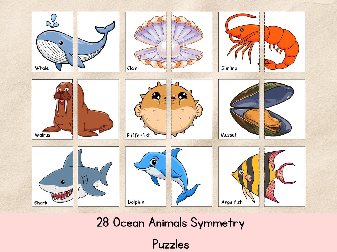 Ocean Animals Matching Puzzle Game for Kids, Ocean Animals Cards for ...