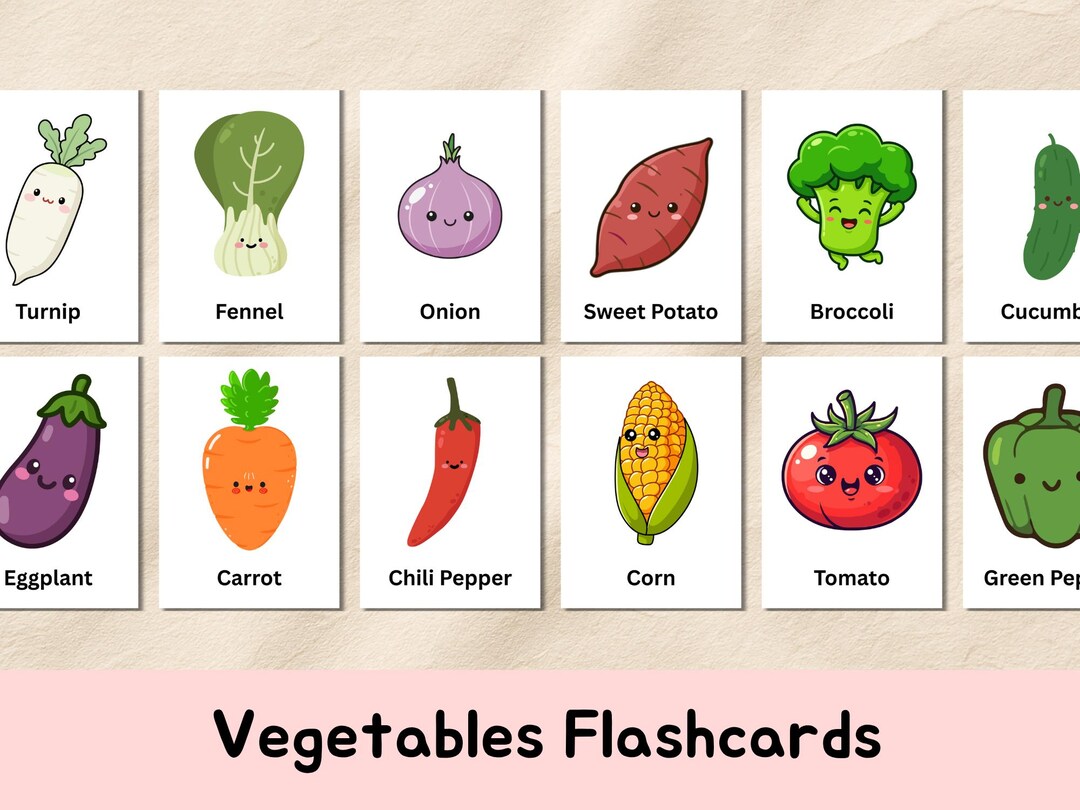 22 Vegetable Flash Cards | Kindergarten & Toddler Learning | Preschool ...