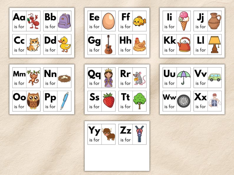 Preschool Alphabet Matching Puzzle, Kids Alphabet Flashcards, Toddler ...