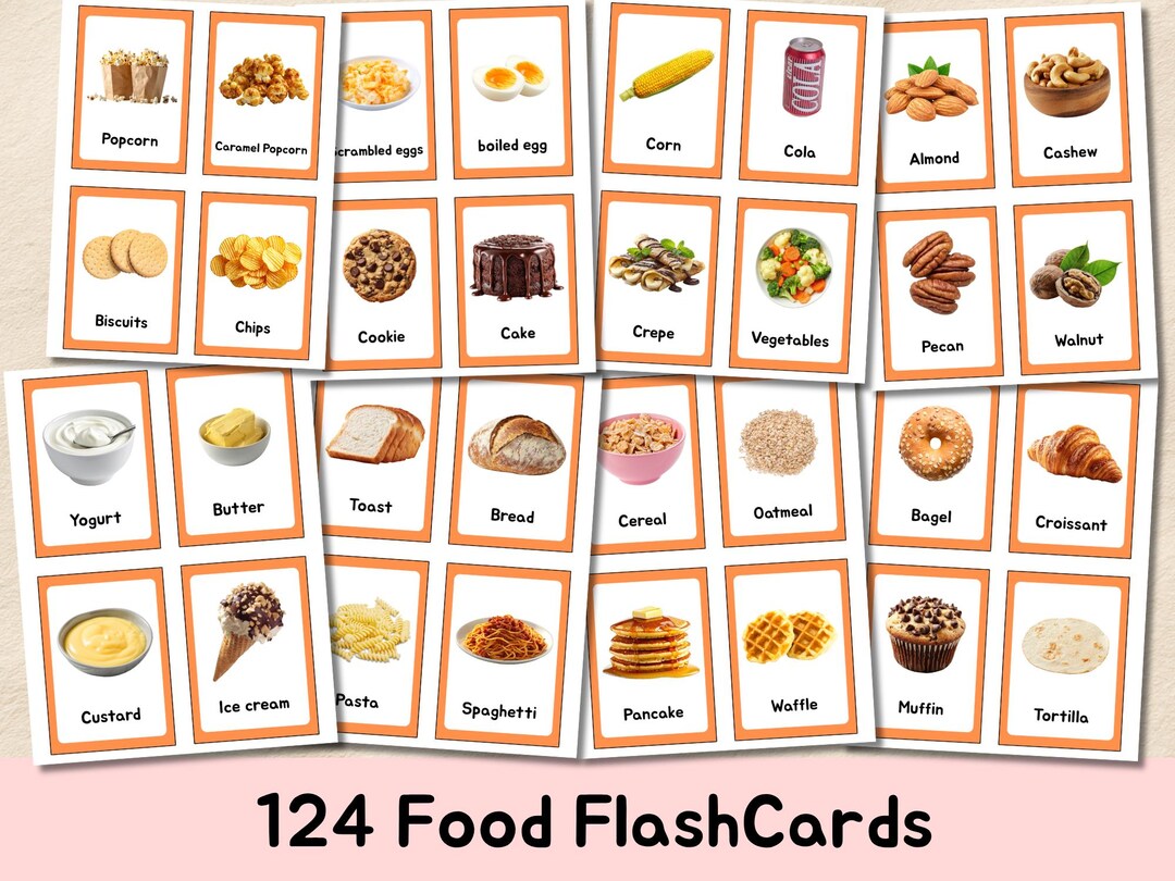 124 First Food Flashcards, Preschool Drinks, Sweets, Snacks and Savoury ...