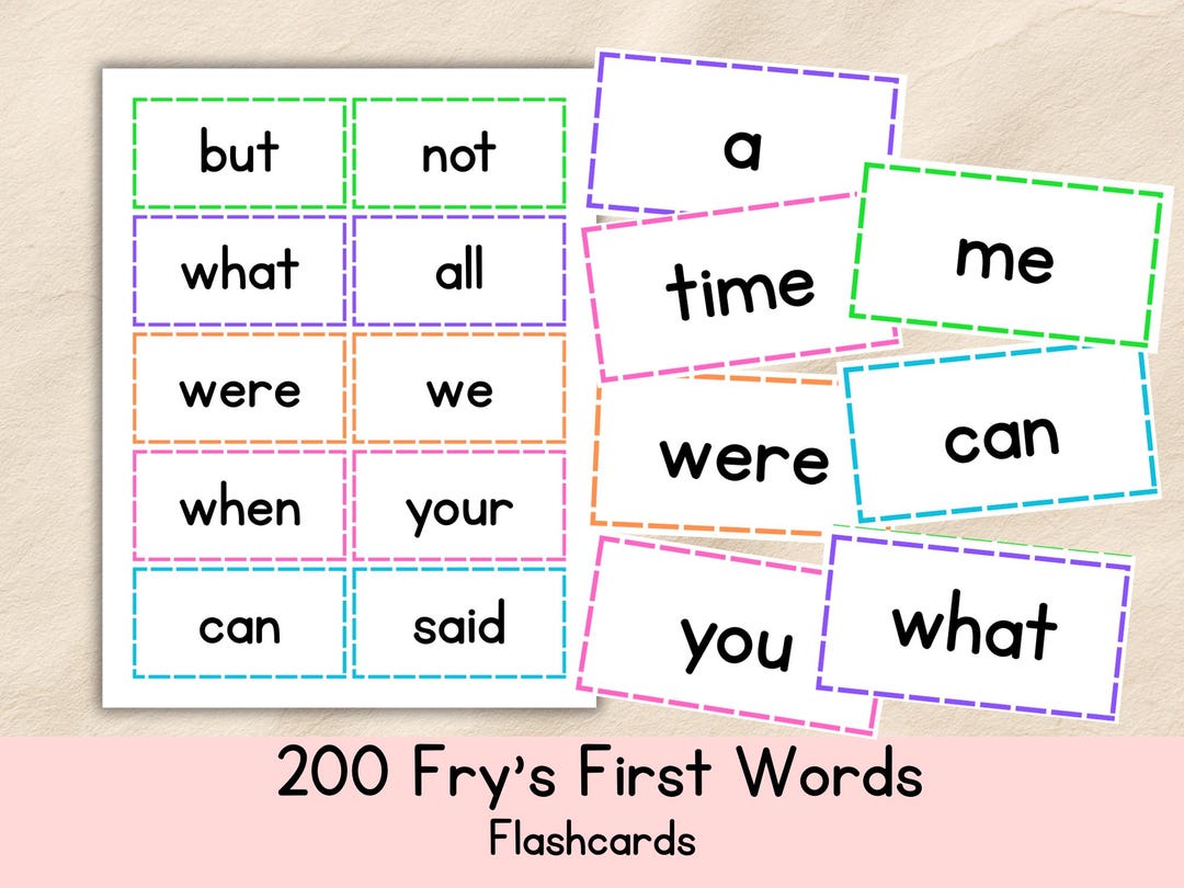 200 Printable Fry's First Sight Word Flashcards, Kindergarten-1st Grade ...