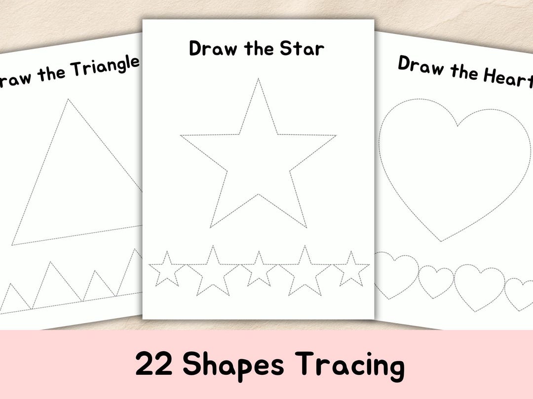 22 Shape Tracing Worksheets, Preschool Fine Motor Skills Printable ...