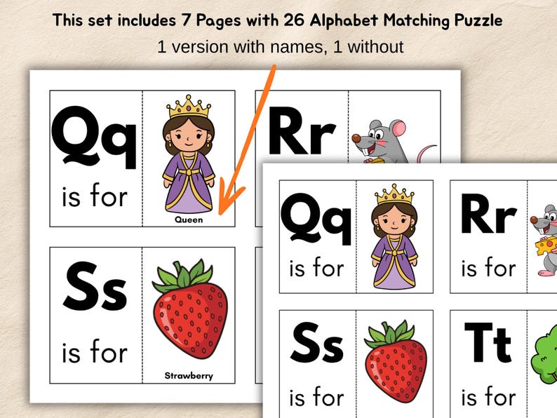 Preschool Alphabet Matching Puzzle, Kids Alphabet Flashcards, Toddler ...