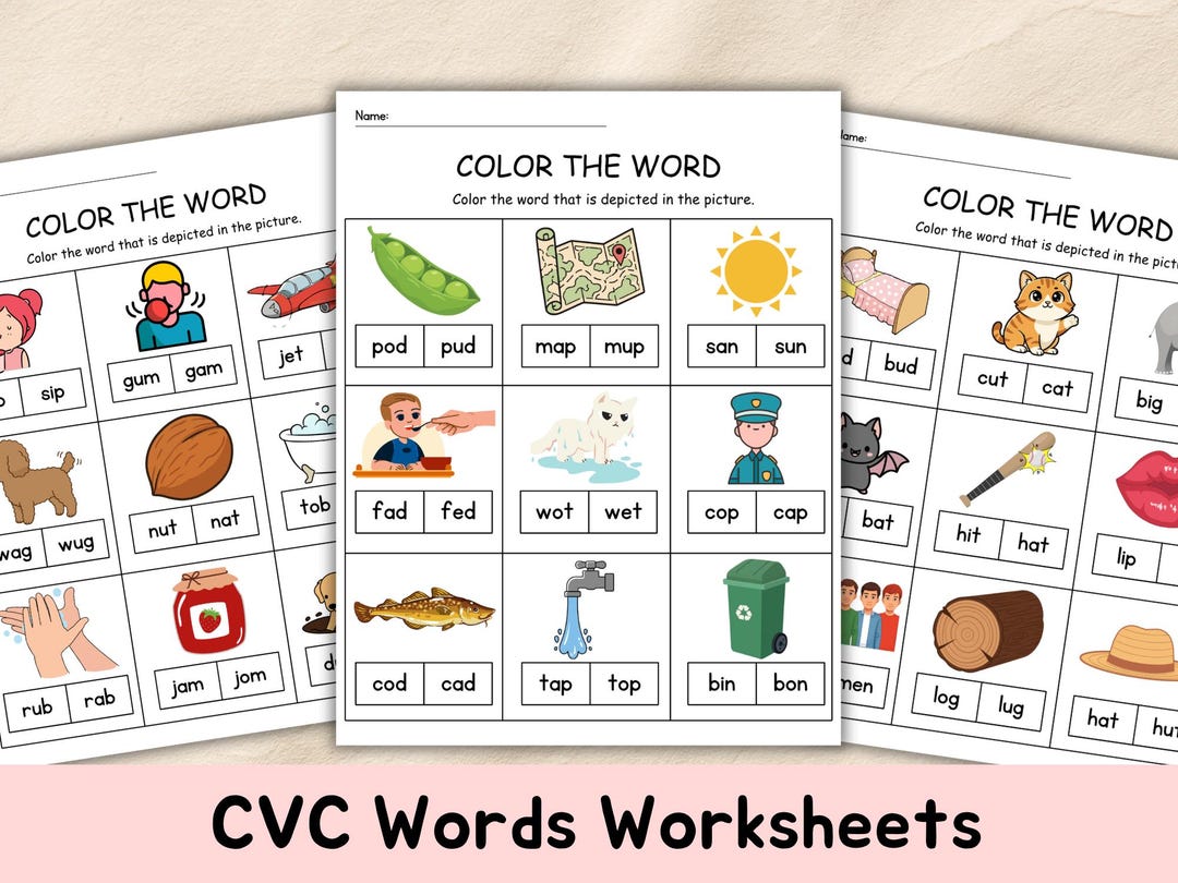 CVC Words Worksheets, 1st Grade, CVC Phonics Words, Learn to Read, CVC ...