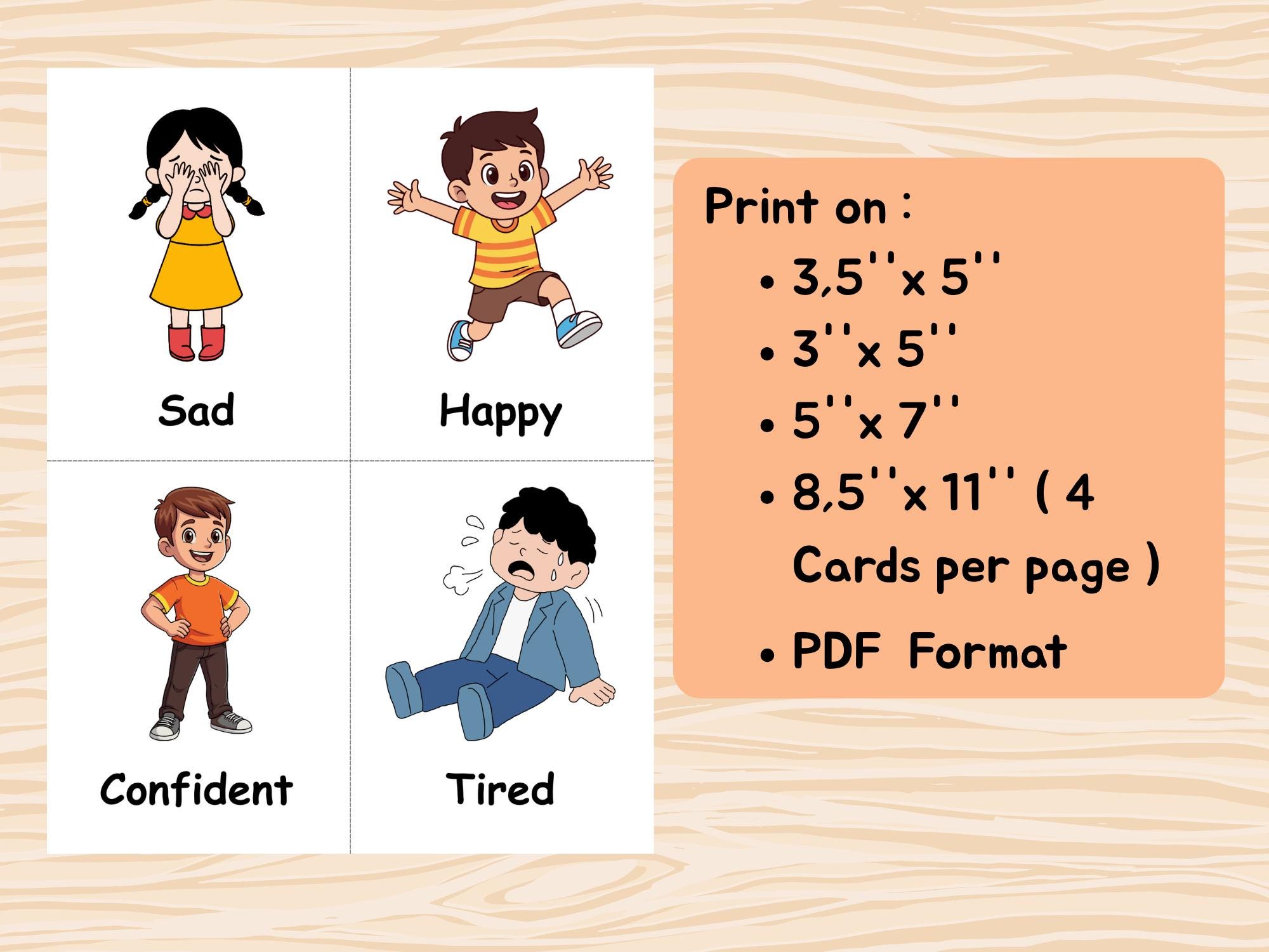 30 Emotion Flashcards Printable, Emotions and Feelings, Feelings ...