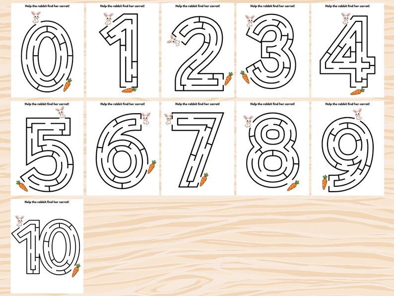 Printable Numbers Maze Worksheets for Kids, Labyrinth Easy Mazes ...