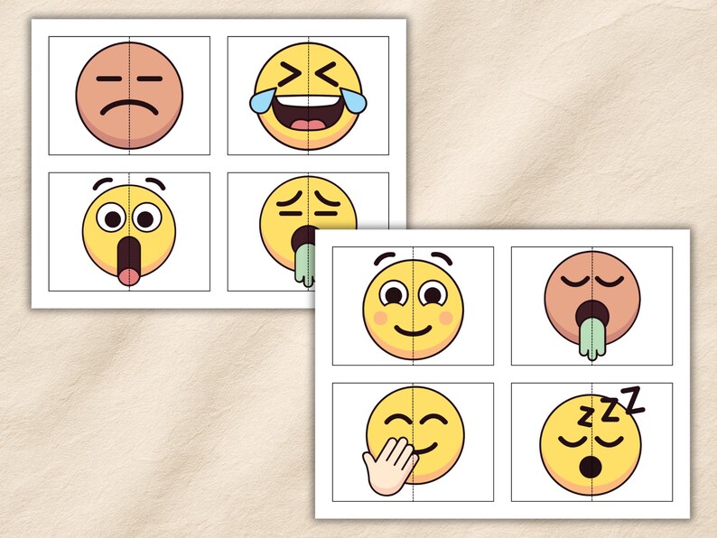 32 Emotions Matching Game,printable Feelings Cards, Symmetry Puzzles ...