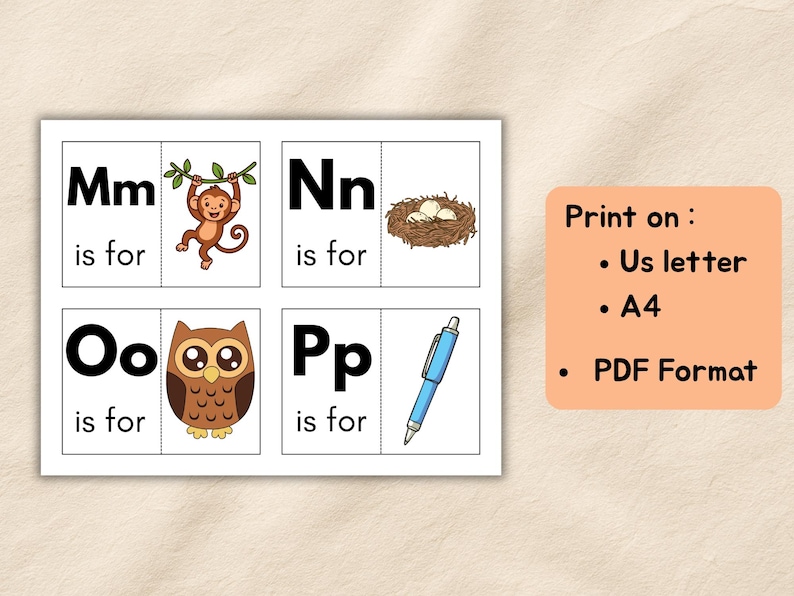 Preschool Alphabet Matching Puzzle, Kids Alphabet Flashcards, Toddler ...