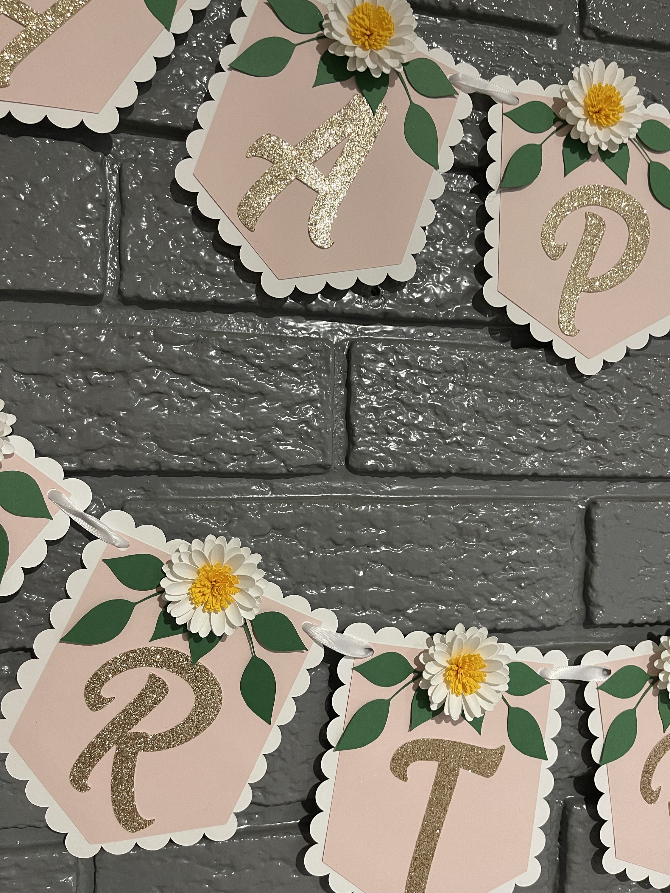 Daisy Flowers Happy Birthday Banner, Custom Floral Banner, 1st Birthday ...