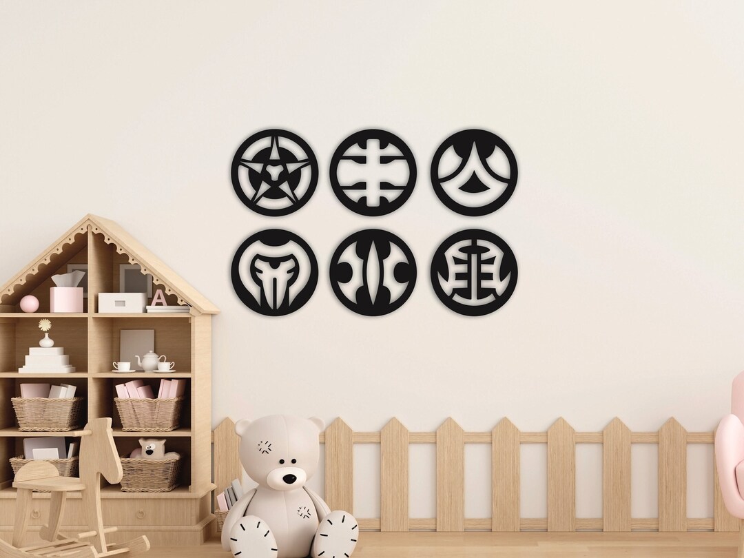 Bakugan 6 Worlds Symbols New Vestroia 6 PCS Set Wooden Wall Decor ...