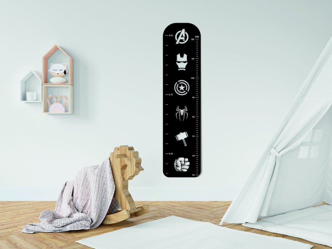 Avengers Superheroes Puzzle Growth Chart for Kids Cm & Ft Wooden Height ...