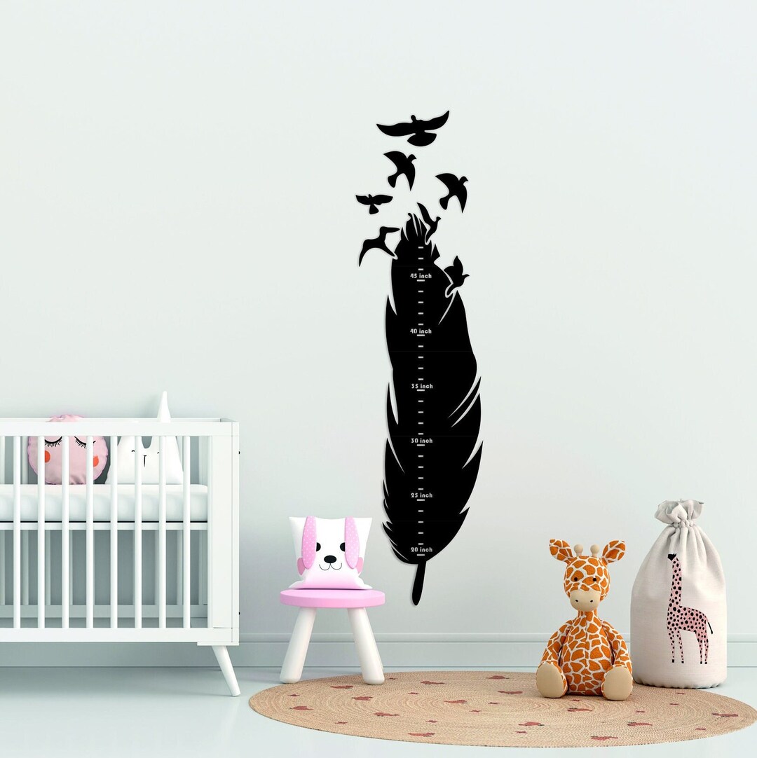 Seagull Feather Puzzle Growth Chart for Kids (cm / in / Ft) Wooden ...