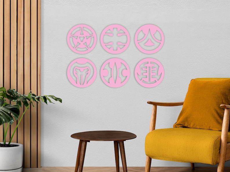 Bakugan 6 Worlds Symbols New Vestroia 6 PCS Set Wooden Wall Decor Pyrus ...