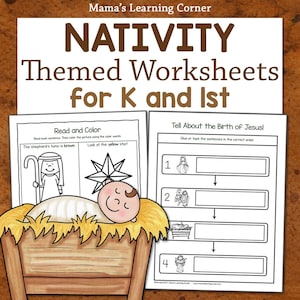 Nativity Birth of Jesus Worksheets for Kindergarten and 1st Grade - Etsy