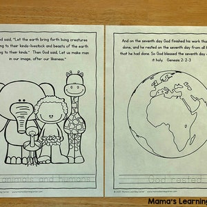 7 Days of Creation Bible Coloring Pages - Etsy