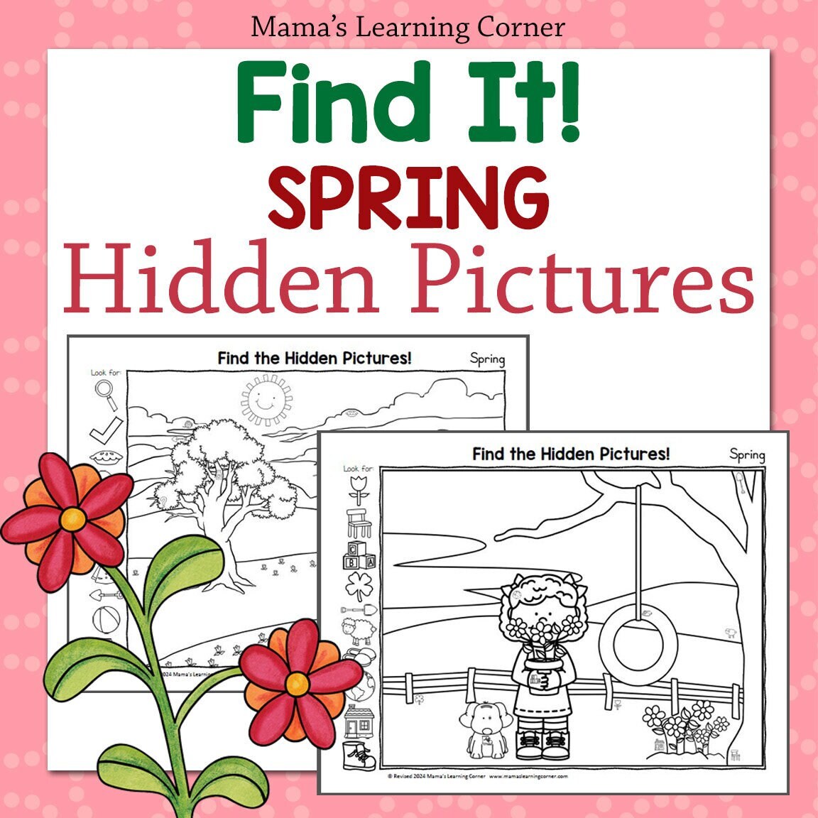 Spring Hidden Pictures Worksheets - Etsy
