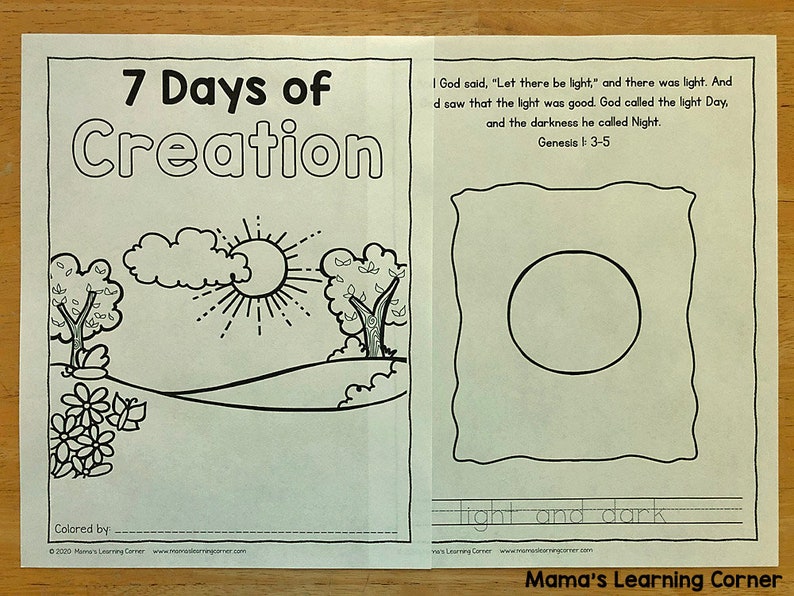 7 Days of Creation Bible Coloring Pages - Etsy