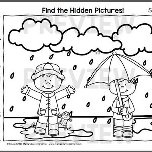 Printable Spring Hidden Pictures Worksheets - Etsy