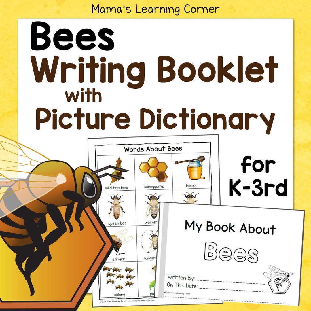 Bees Writing Booklet With Picture Dictionary - Etsy