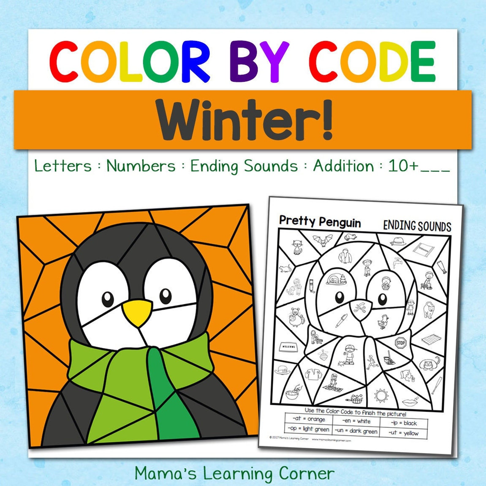 Winter Color by Code Worksheets - Etsy