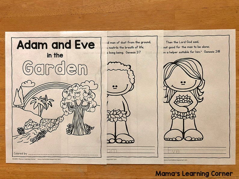 Adam and Eve in the Garden Coloring Pages - Etsy