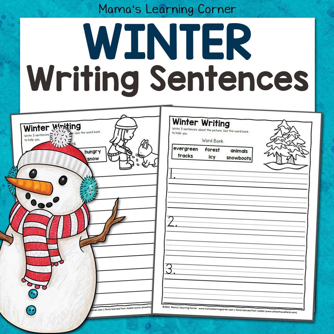 Winter Writing Sentences Worksheets - Etsy