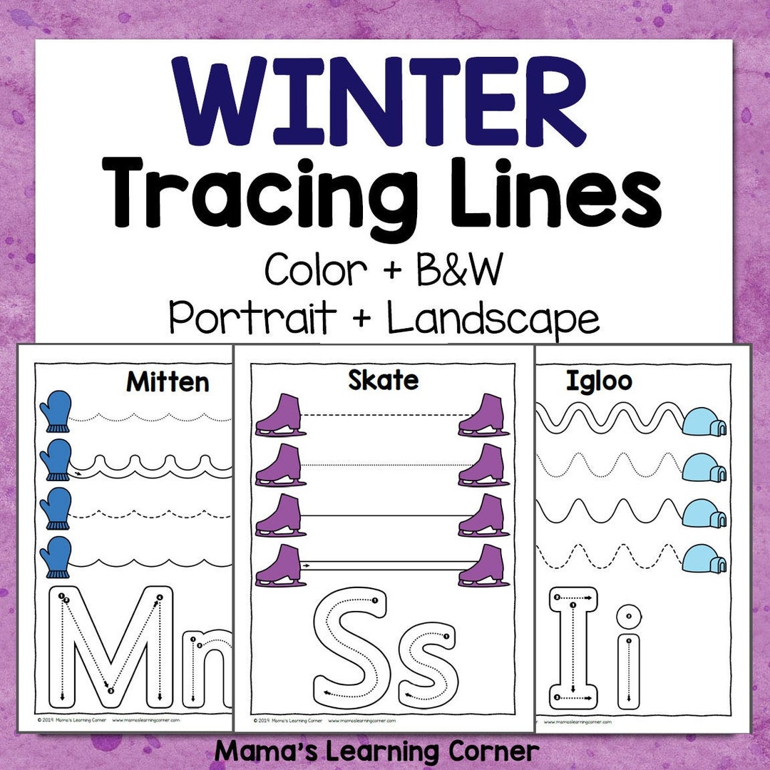 Winter Tracing Worksheets for Preschool - Etsy