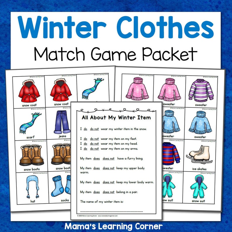 Winter Matching Game Packet - Etsy