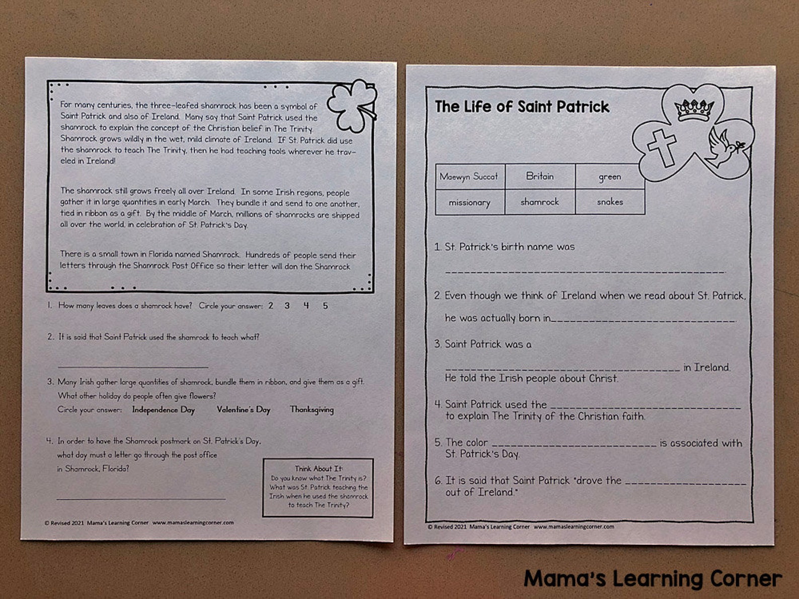 Life of Saint Patrick Worksheets and Writing Activity | St. Patrick's ...