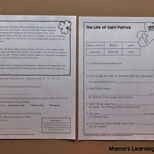 Life of Saint Patrick Worksheets and Writing Activity | St. Patrick's ...
