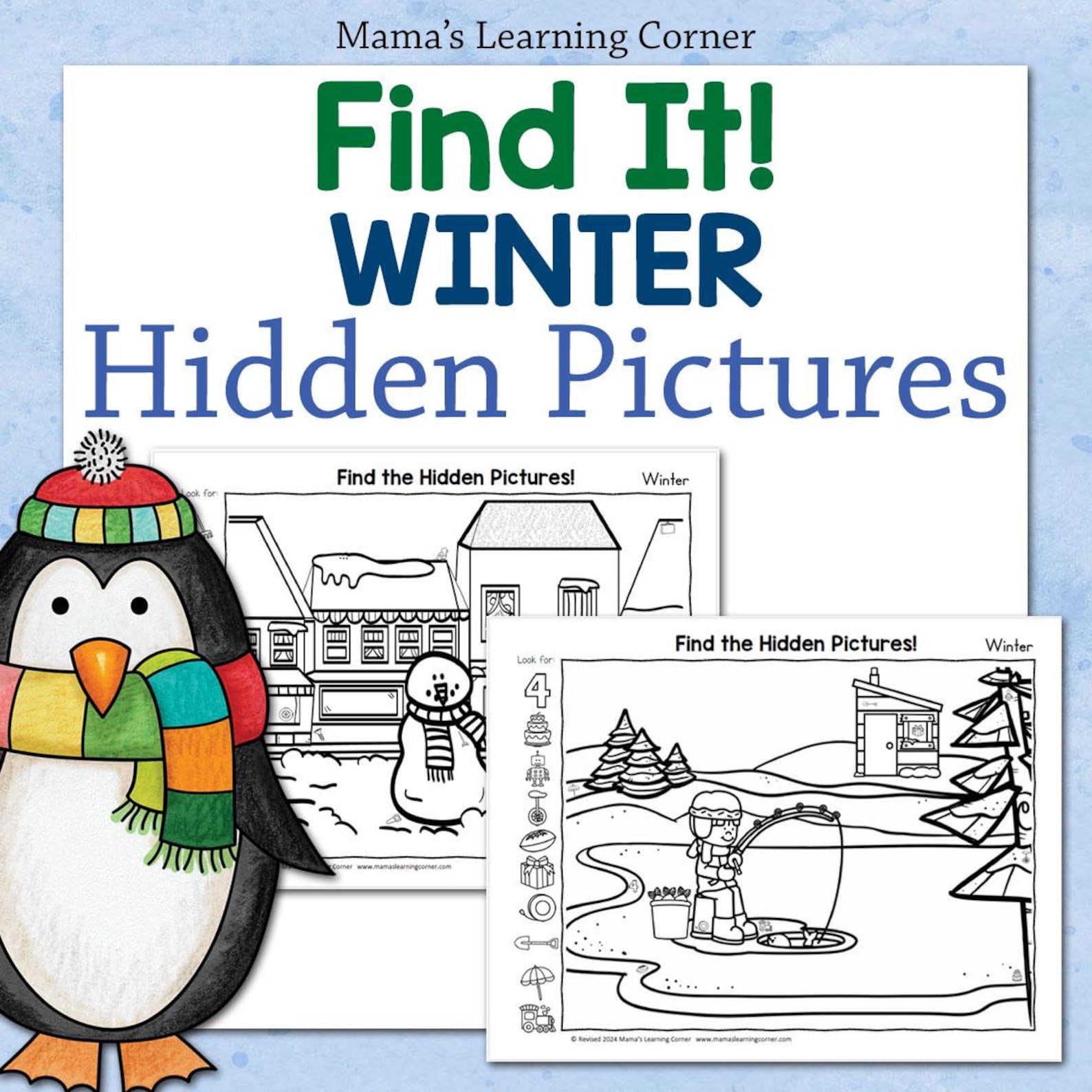 Winter Hidden Pictures Worksheets Seek and Find Objects - Etsy