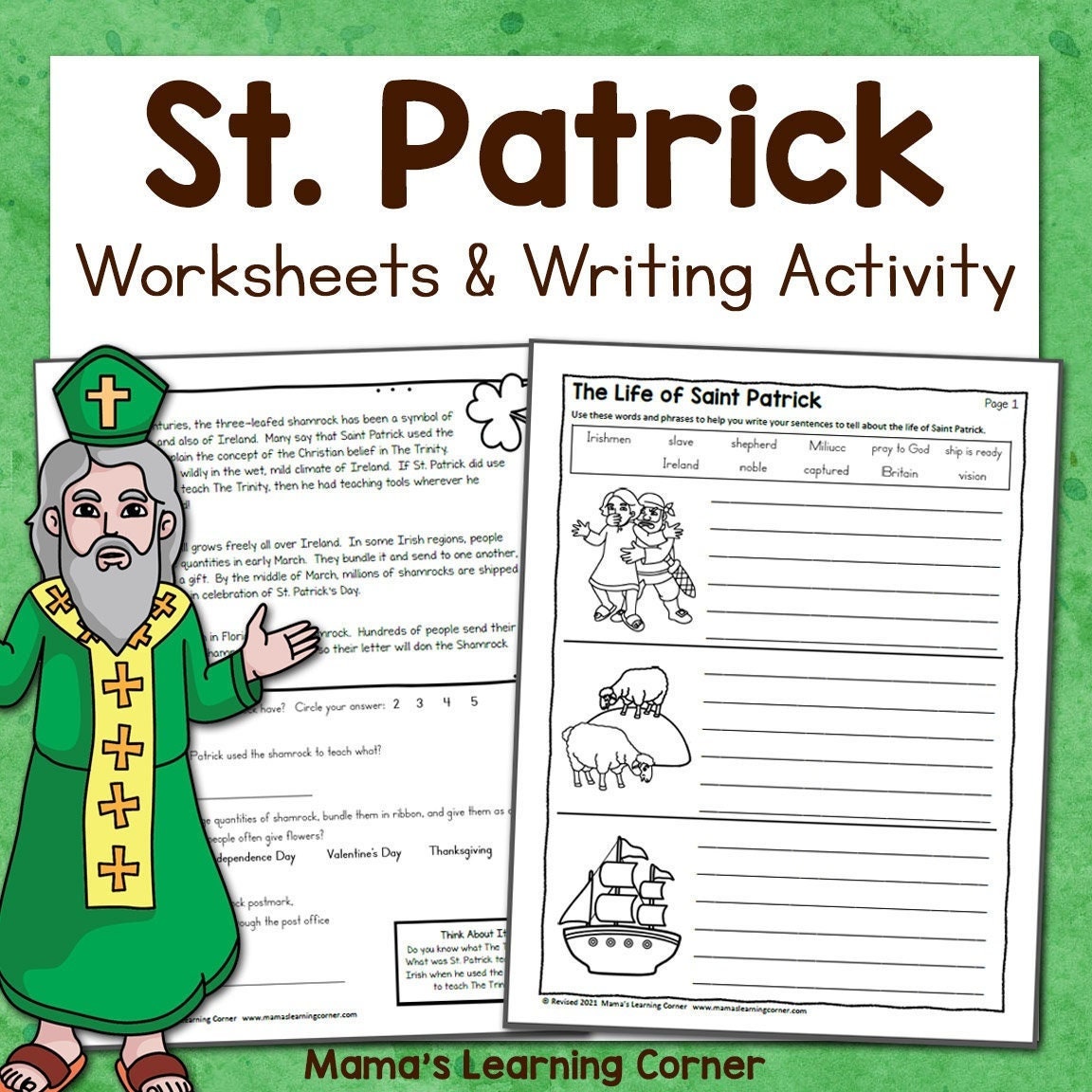 Life of Saint Patrick Worksheets and Writing Activity | St. Patrick's Day - Etsy