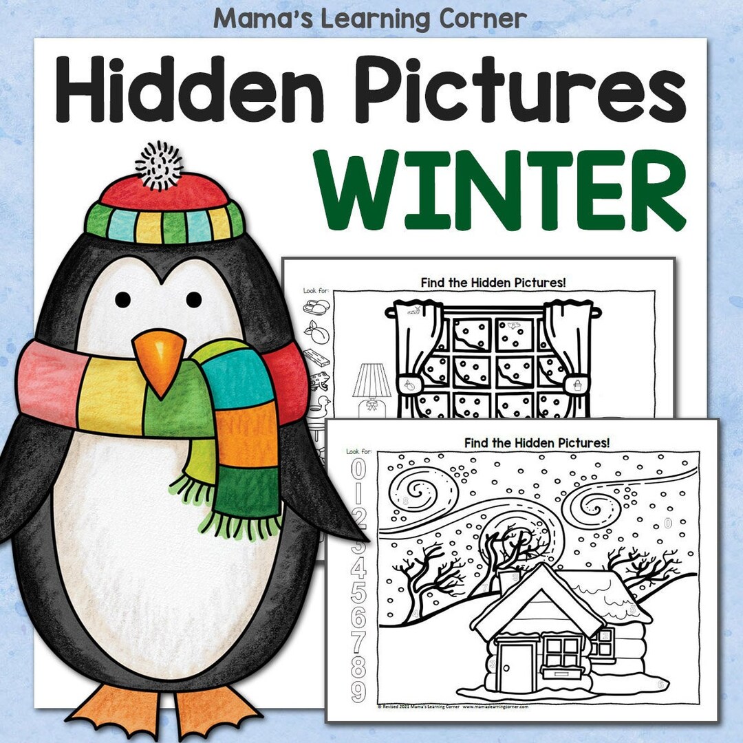 Winter Hidden Pictures Worksheets - Etsy