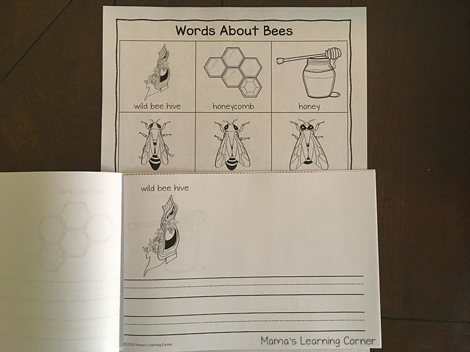 Bees Writing Booklet With Picture Dictionary - Etsy