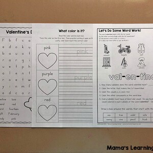 Valentine Worksheets for Kindergarten and First Grade - Etsy