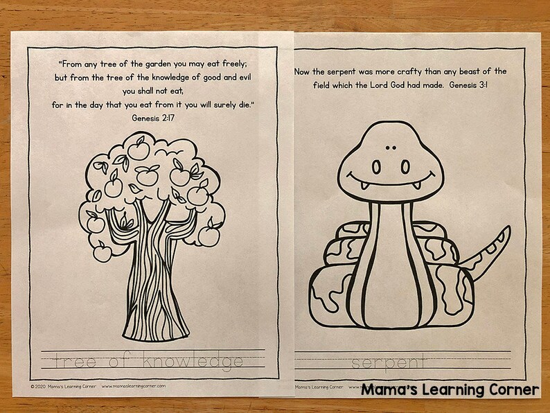 Adam and Eve in the Garden Coloring Pages - Etsy