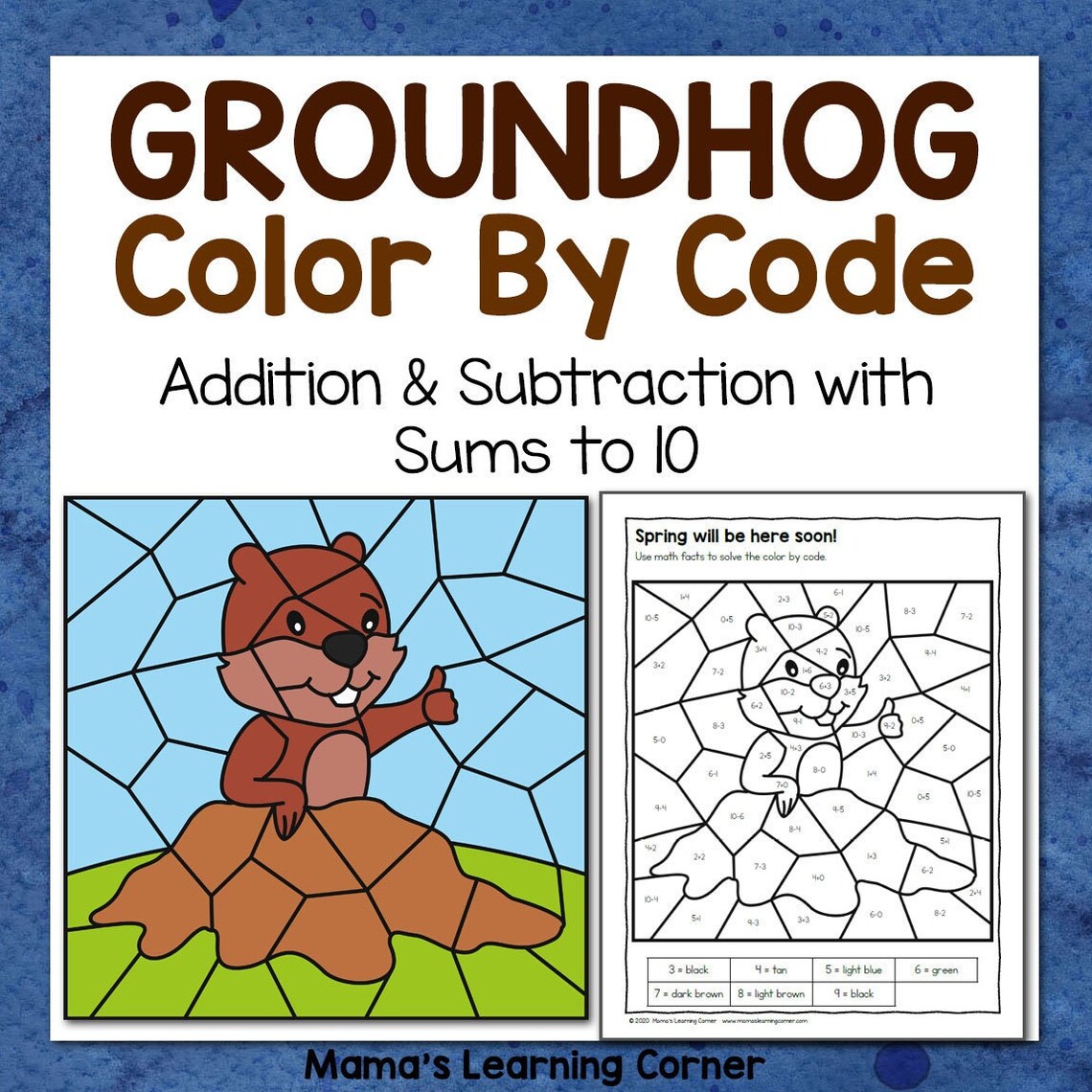 Groundhog Day Color by Code Addition and Subtraction Worksheets - Etsy