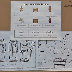 Nativity Birth of Jesus Worksheets for Kindergarten and 1st Grade - Etsy