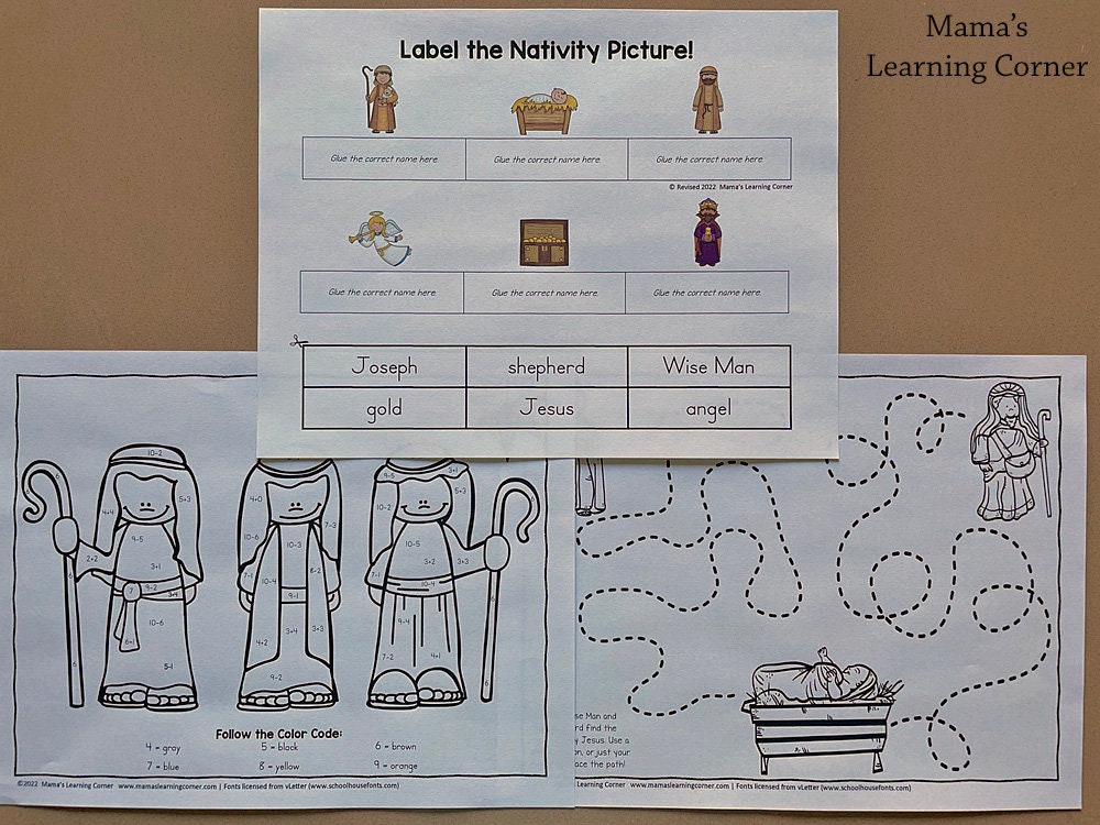 Nativity Birth of Jesus Worksheets for Kindergarten and 1st Grade - Etsy