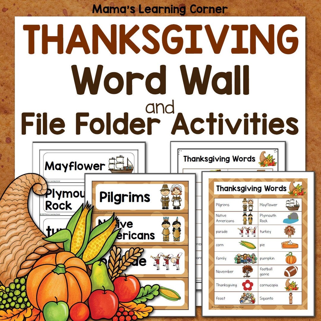 Thanksgiving Word Wall With File Folder Activities - Etsy