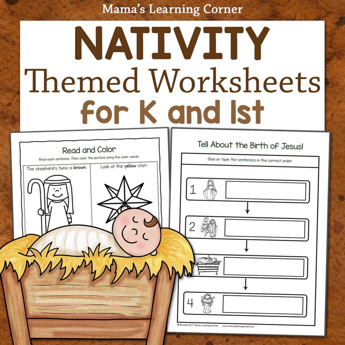 Nativity Birth of Jesus Worksheets for Kindergarten and 1st Grade - Etsy