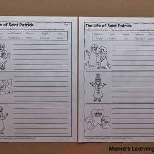 Life of Saint Patrick Worksheets and Writing Activity | St. Patrick's ...