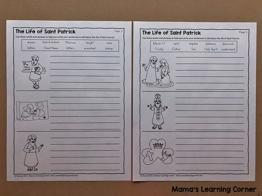 Life of Saint Patrick Worksheets and Writing Activity | St. Patrick's ...