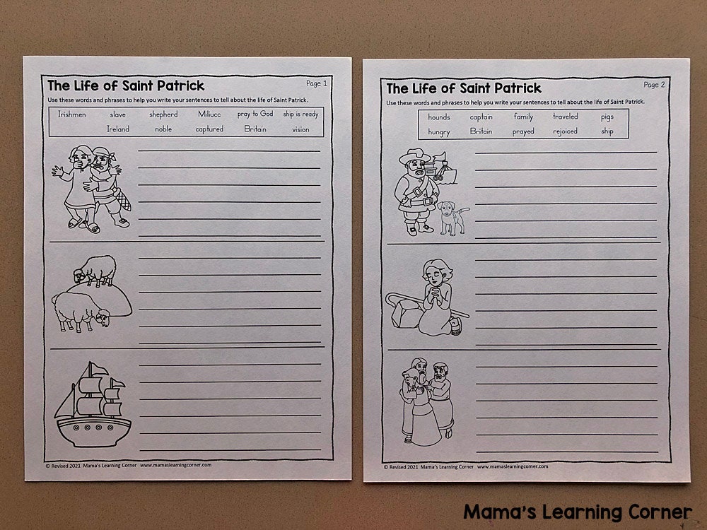 Life of Saint Patrick Worksheets and Writing Activity | St. Patrick's ...