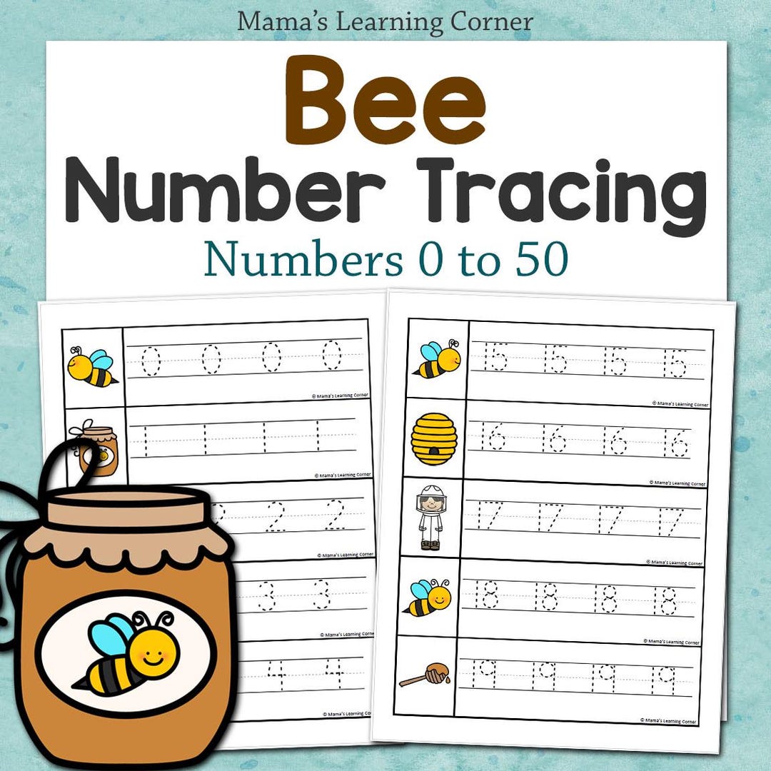 Bee Number Tracing Strips 0–50 | Pre-k & Kindergarten Printable - Etsy