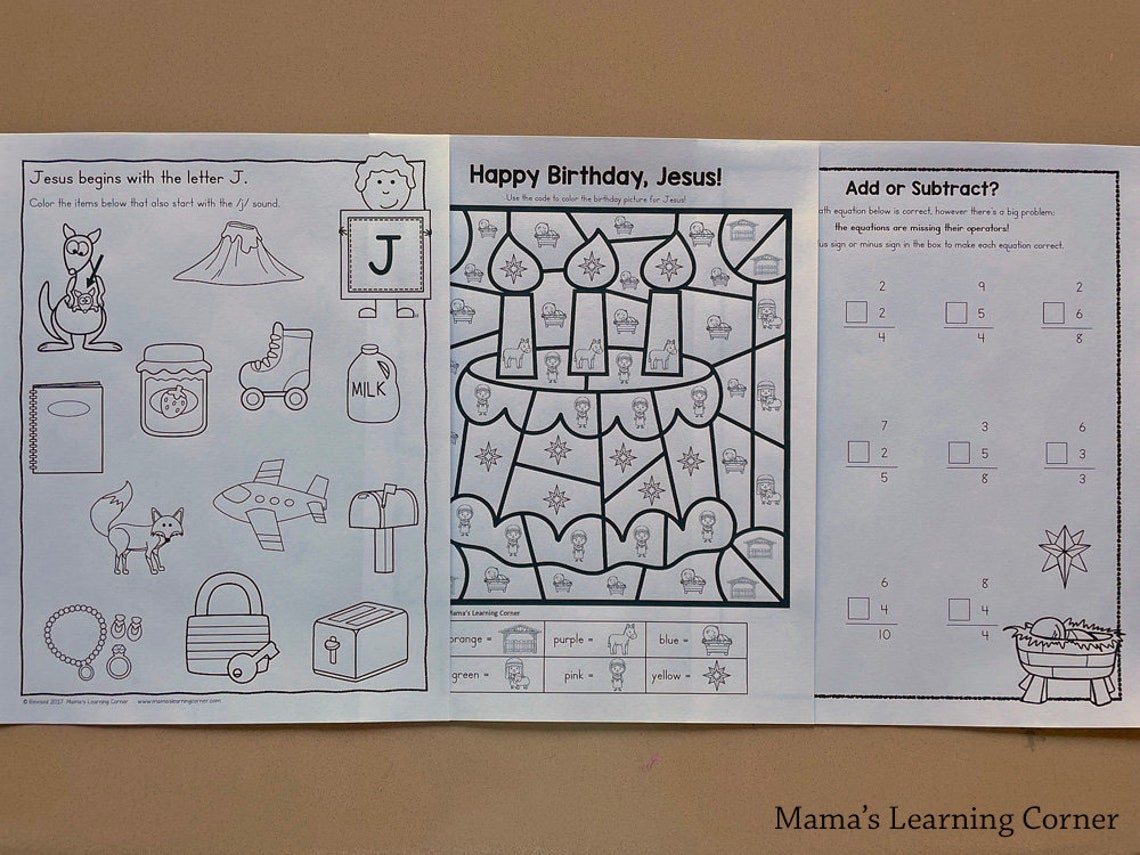 Nativity Birth of Jesus Worksheets for Kindergarten and 1st Grade - Etsy