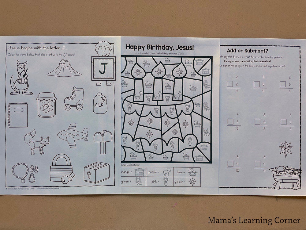 Nativity Birth of Jesus Worksheets for Kindergarten and 1st Grade - Etsy