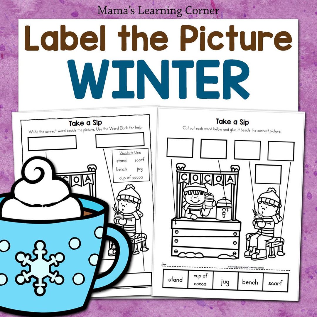 Winter Label the Picture Worksheets Cut and Paste or Write - Etsy