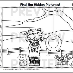 Spring Hidden Pictures Worksheets - Etsy